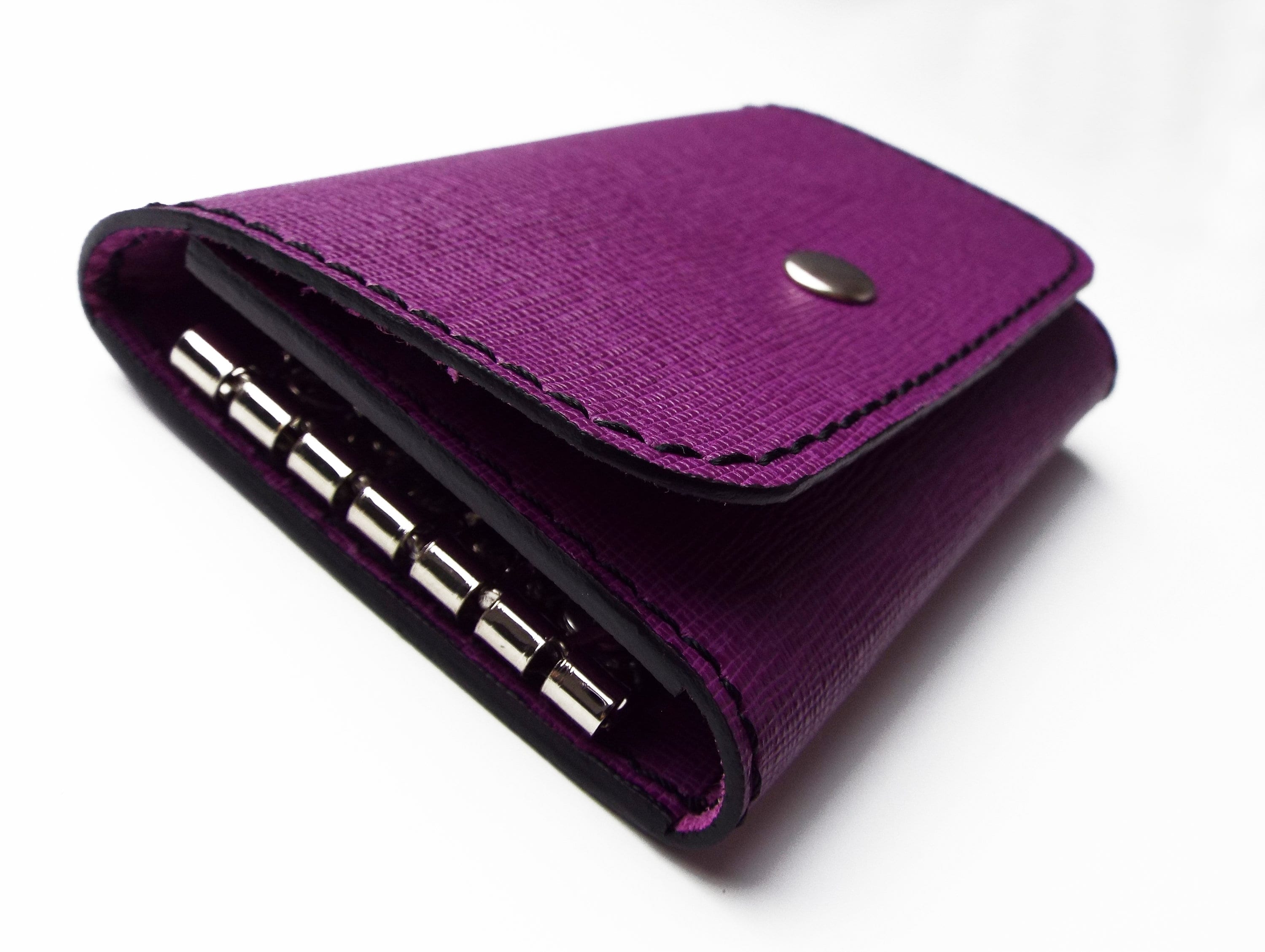 Purple Leather Key Case, Key Holder, Key Wallet, Key Chain. Leather Key ...