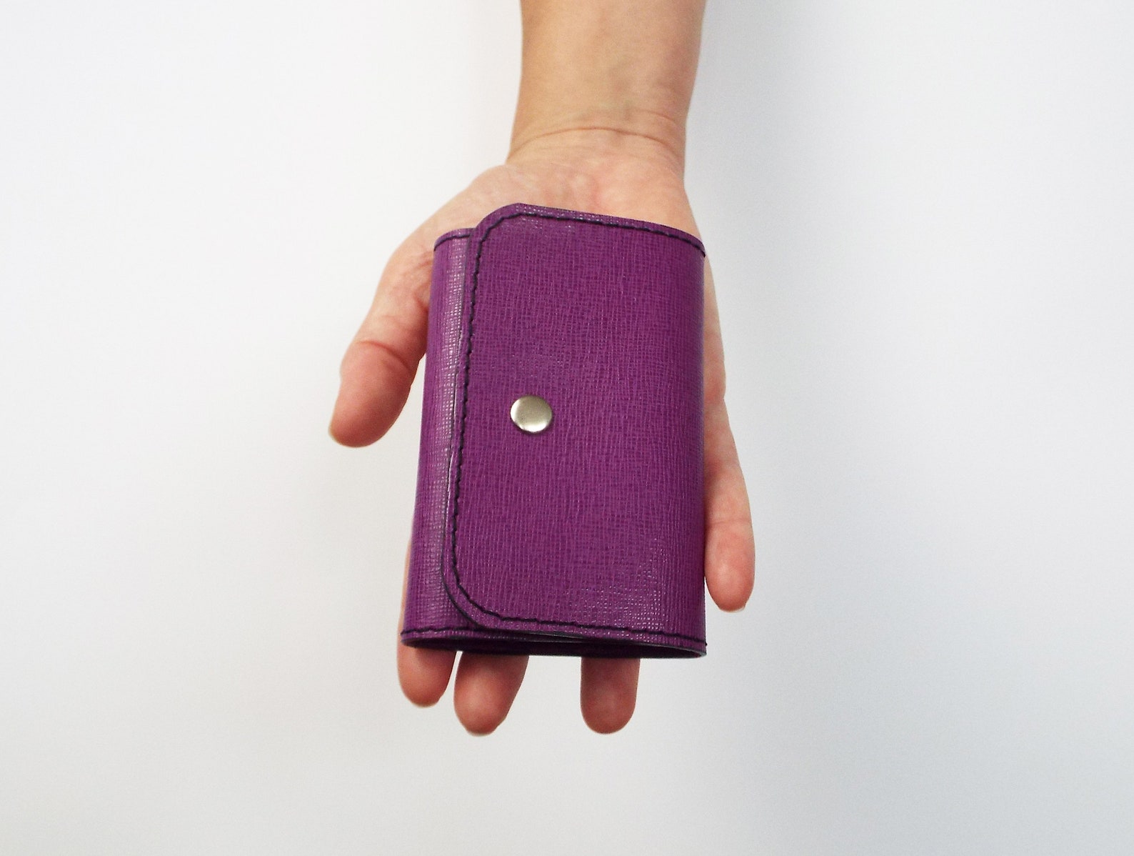Purple Leather Key Wallet, Handmade Key Holder, 6 Keys - Etsy