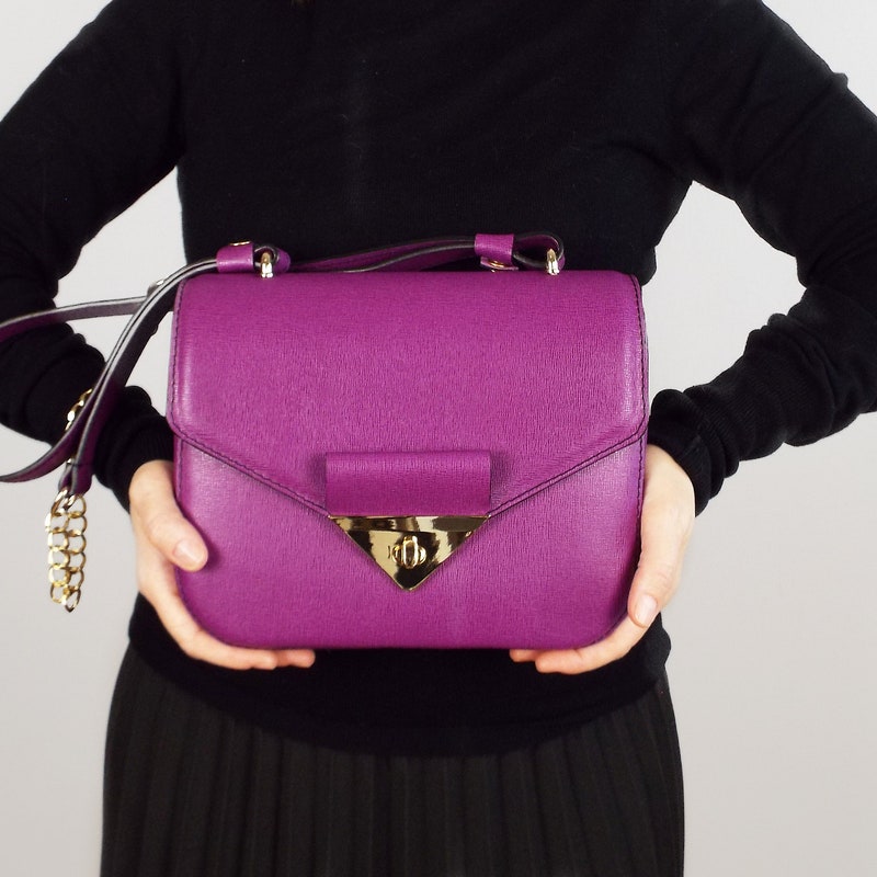 Purple Leather Bag - Etsy