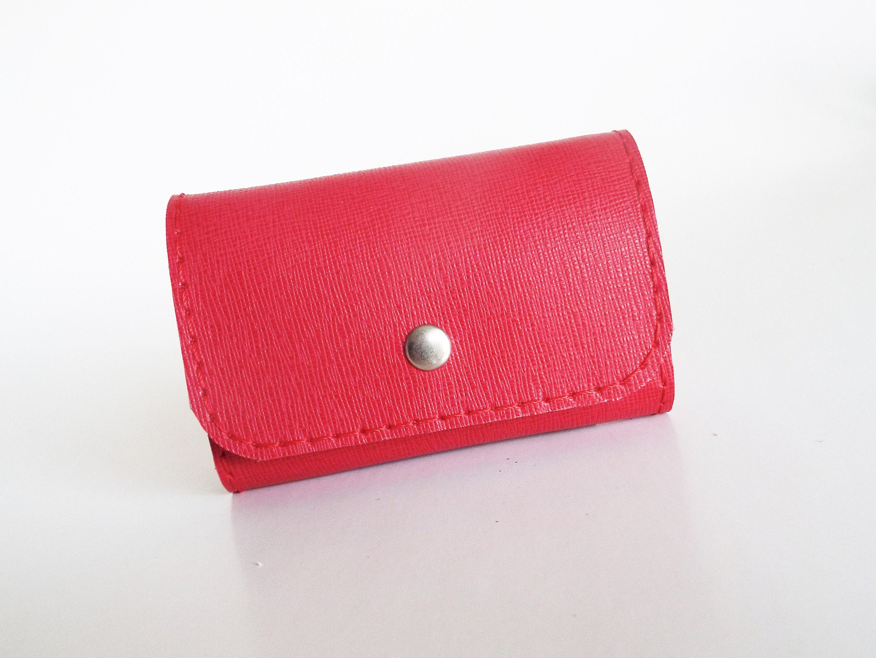 Red Leather Key Case. Leather Key Holder. Key Wallet for 6 Keys. Red ...