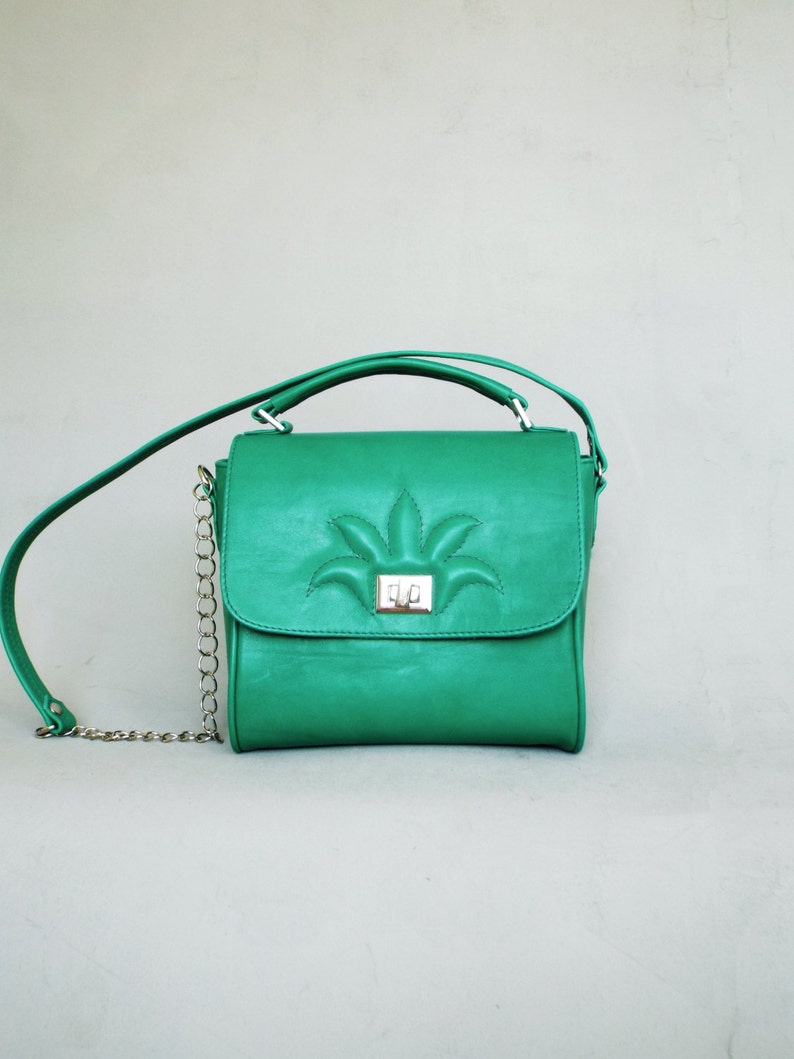 Green Leather Handbag. Green Saddle Leather Purse. Green | Etsy