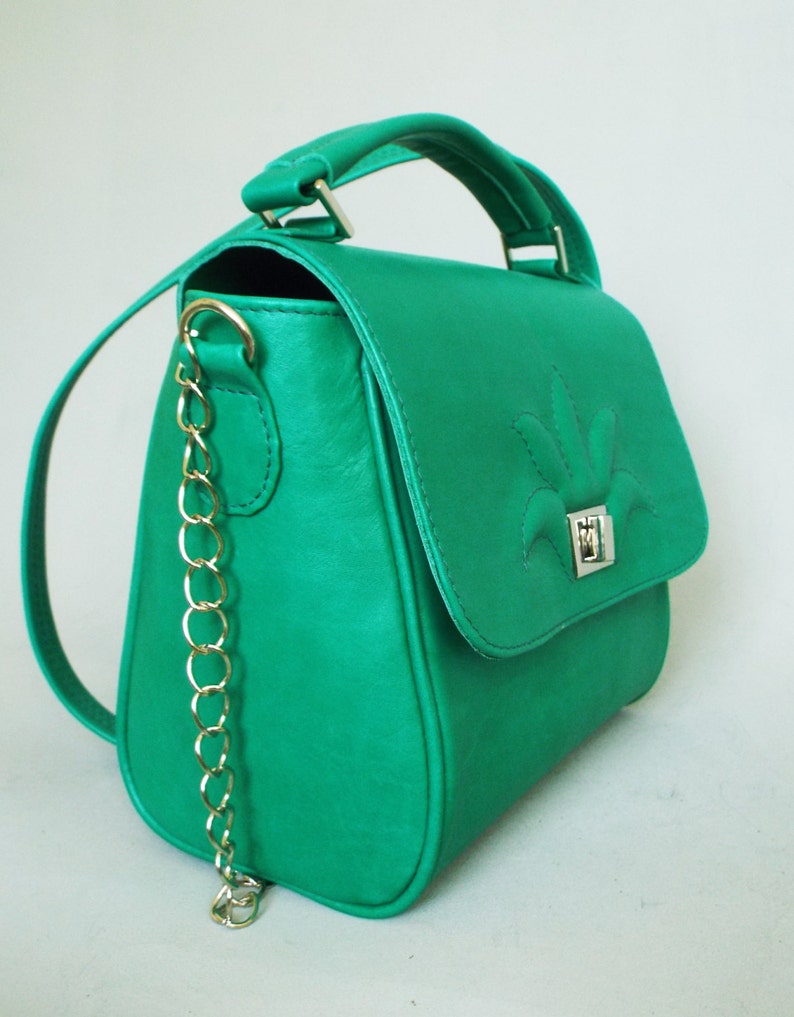 Green Leather Handbag. Green Saddle Leather Purse. Green - Etsy