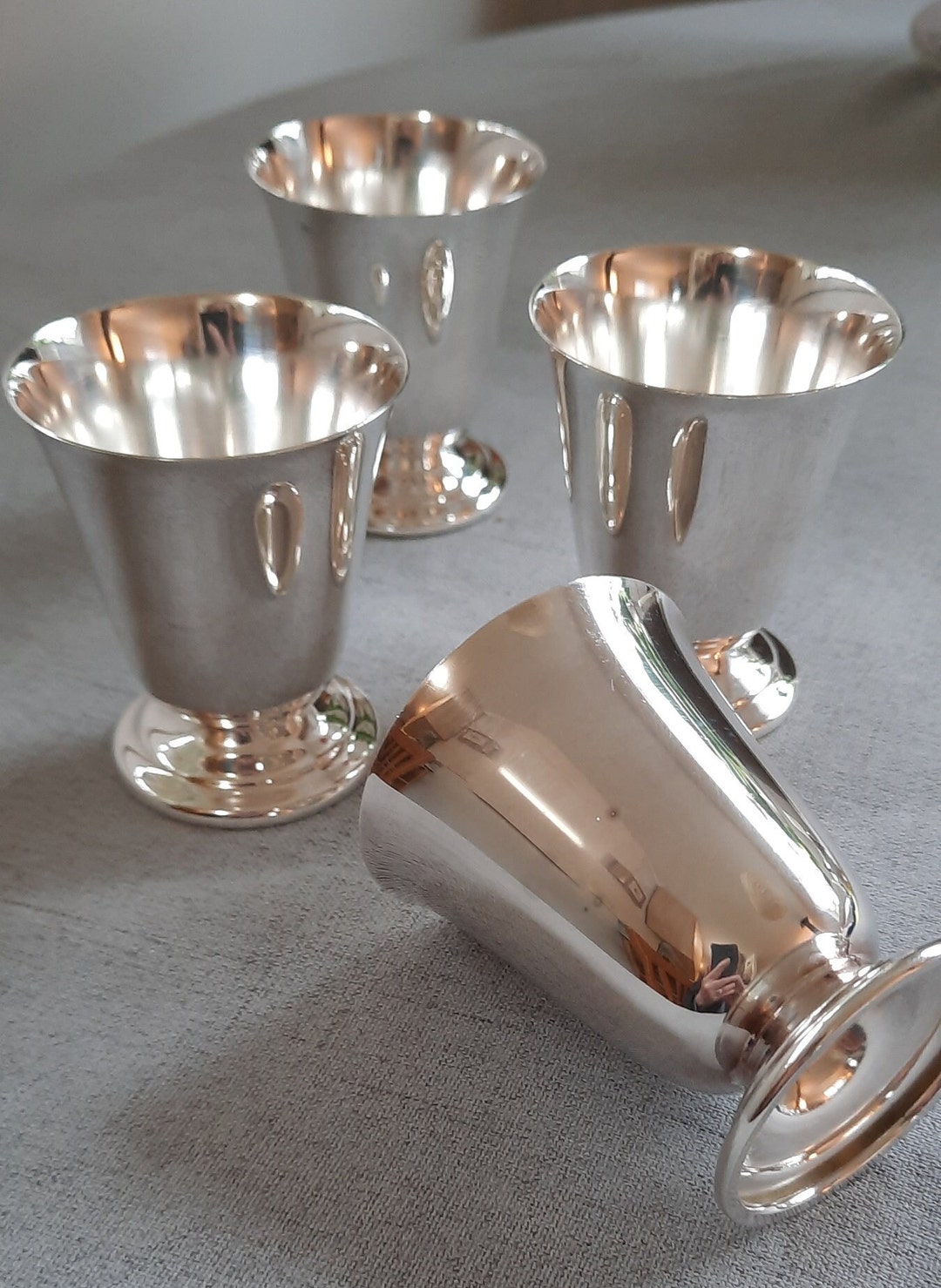 4 Silver Plated Cordial Cups - Etsy