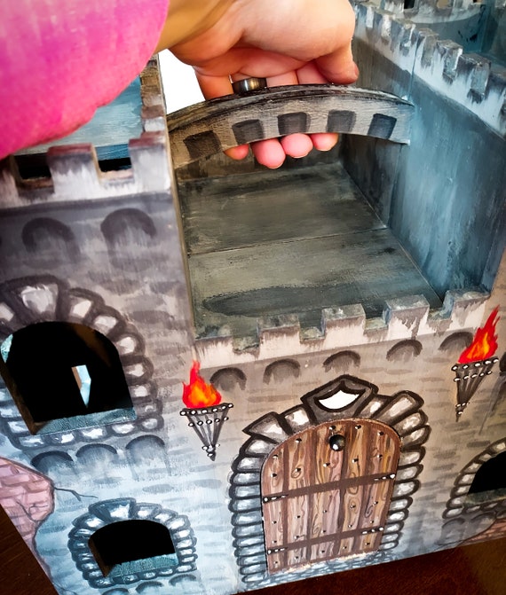 Dolls & Miniatures Hand-painted Foldable Medieval Castle Dollhouse ...