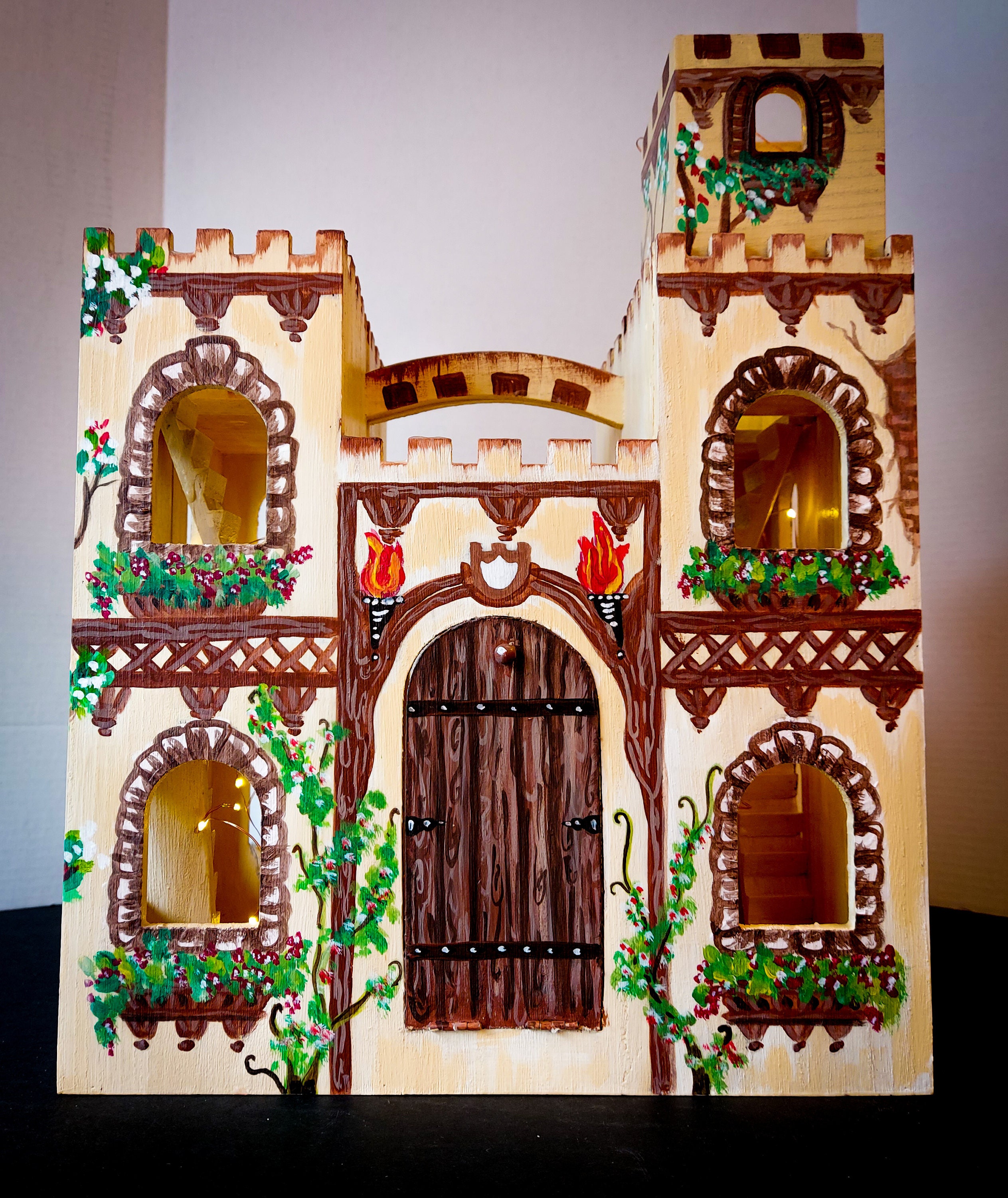 Dolls & Miniatures Hand-painted Foldable Medieval Castle Dollhouse ...