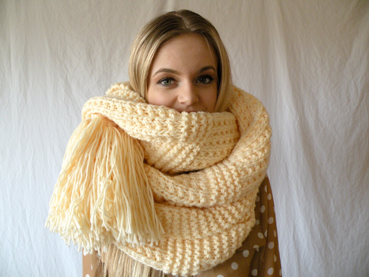 Oversized Extra Long Chunky Scarf Knit Cream - Etsy
