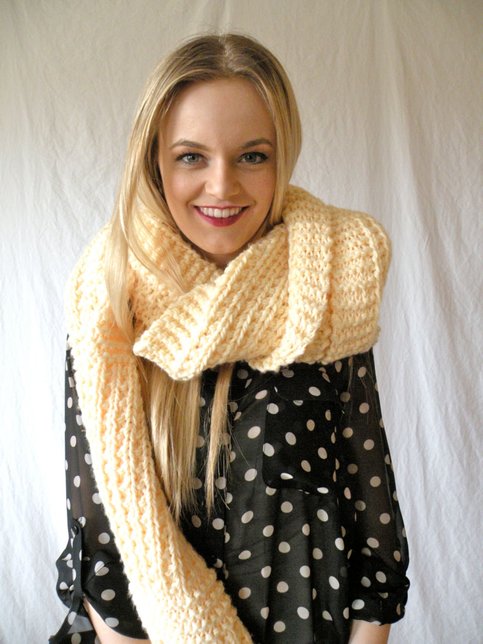 Oversized Extra Long Chunky Scarf Knit Cream - Etsy