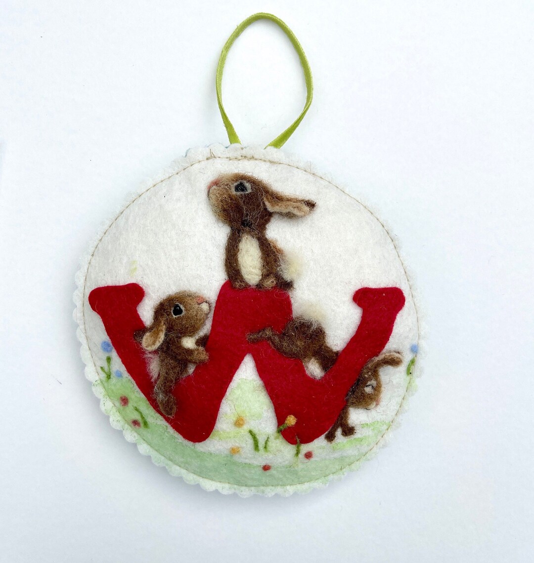 Personalized Felt Initial Ornament Decorated With Felted Animals - Etsy