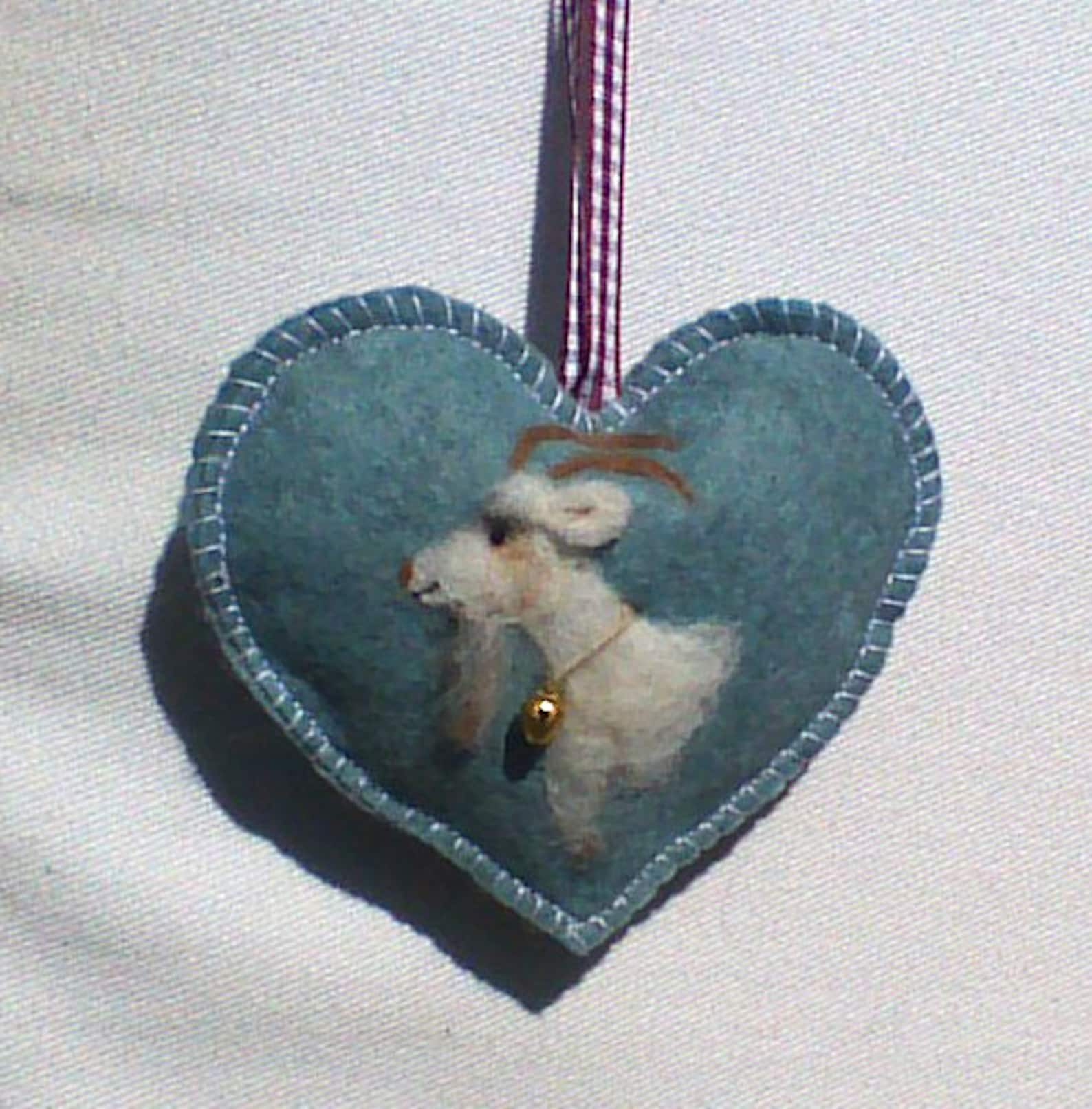 Heart Shaped Hanging Ornament Needle Felted Goat With Goatee - Etsy