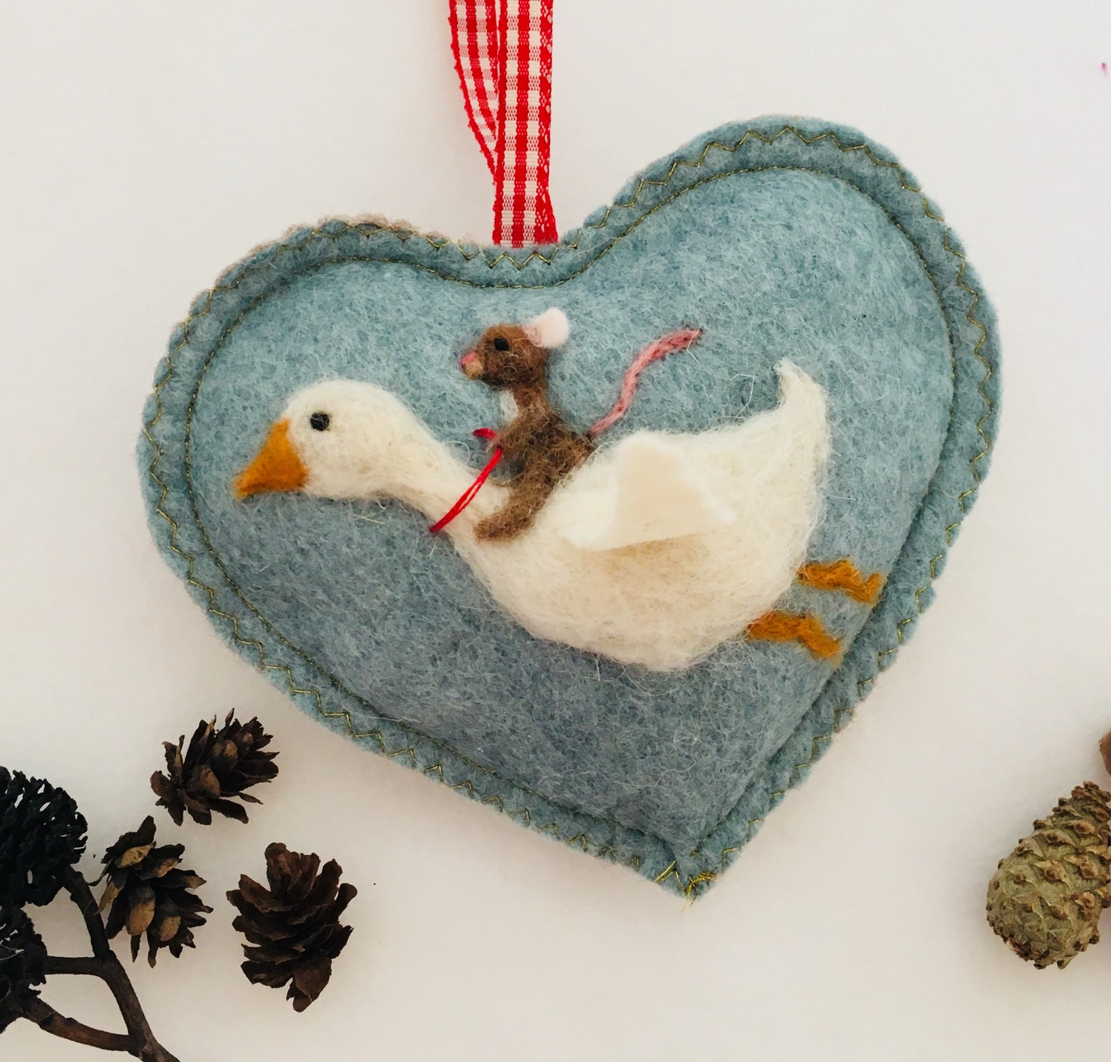 Nordik Flying Goose Needle Felted on a Felt Heart Scented With - Etsy