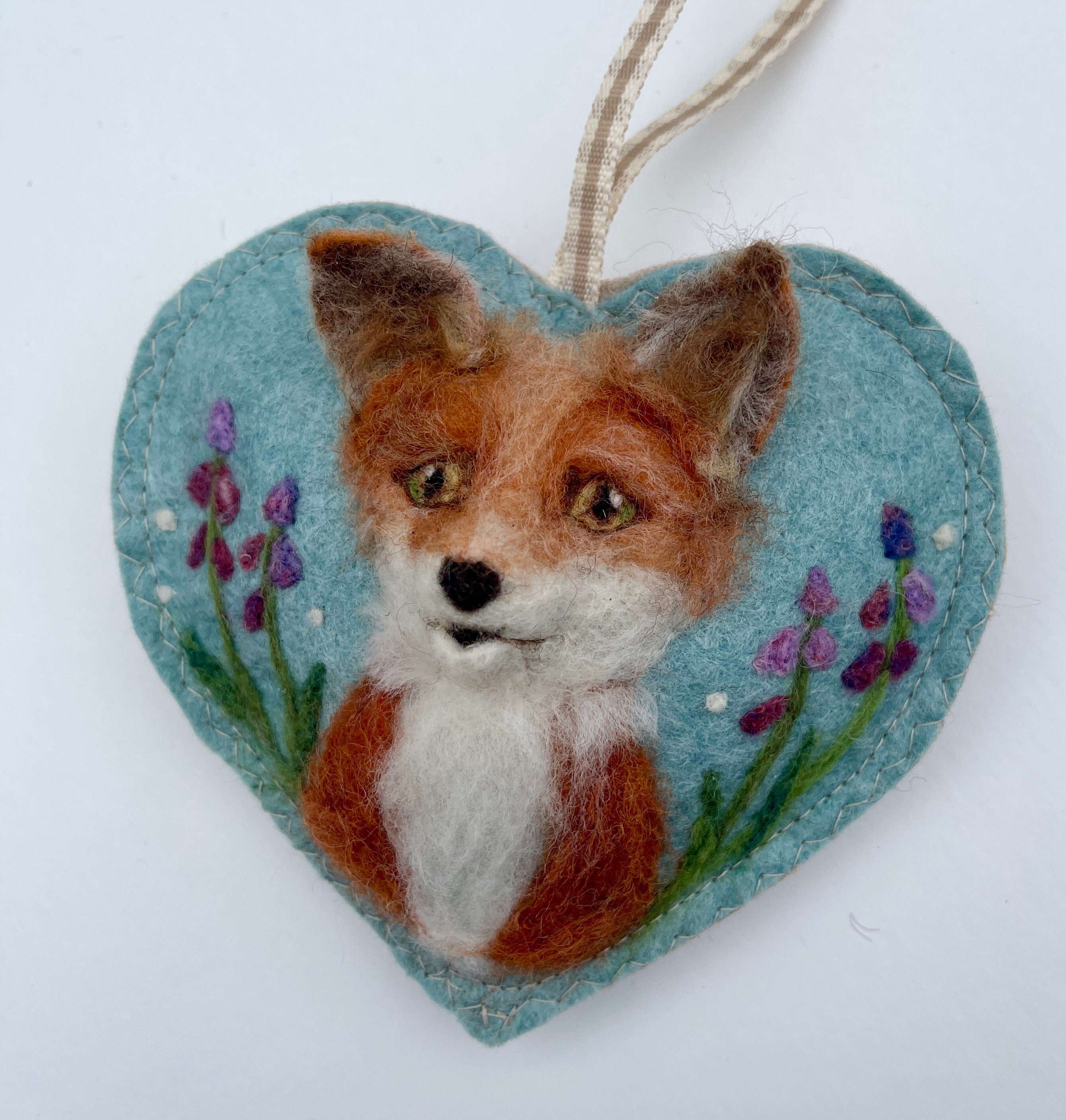 Needle Felt Fox Heart Ornament: Wool Sculpture, Lavender Scented - Etsy