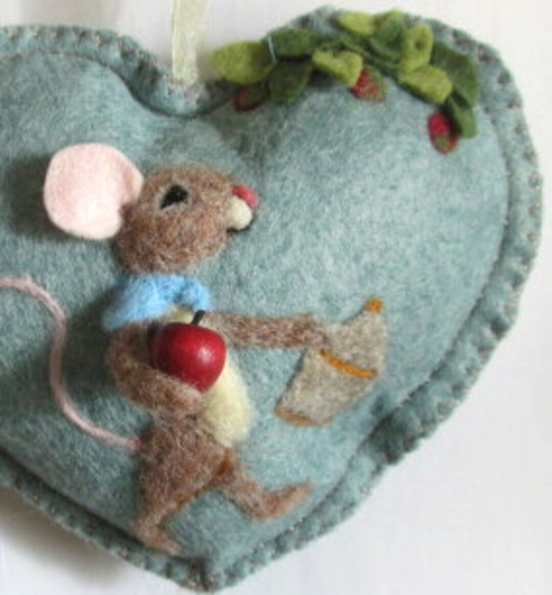Decorative Felt Heart, Needle Felt Mouse Personalized Gift ...