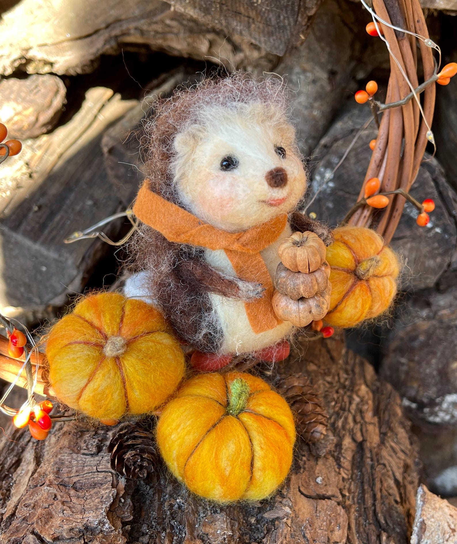 Hedgehog and Pumpkins Needle Felting Kit - Learn With Libertys Felterie ...