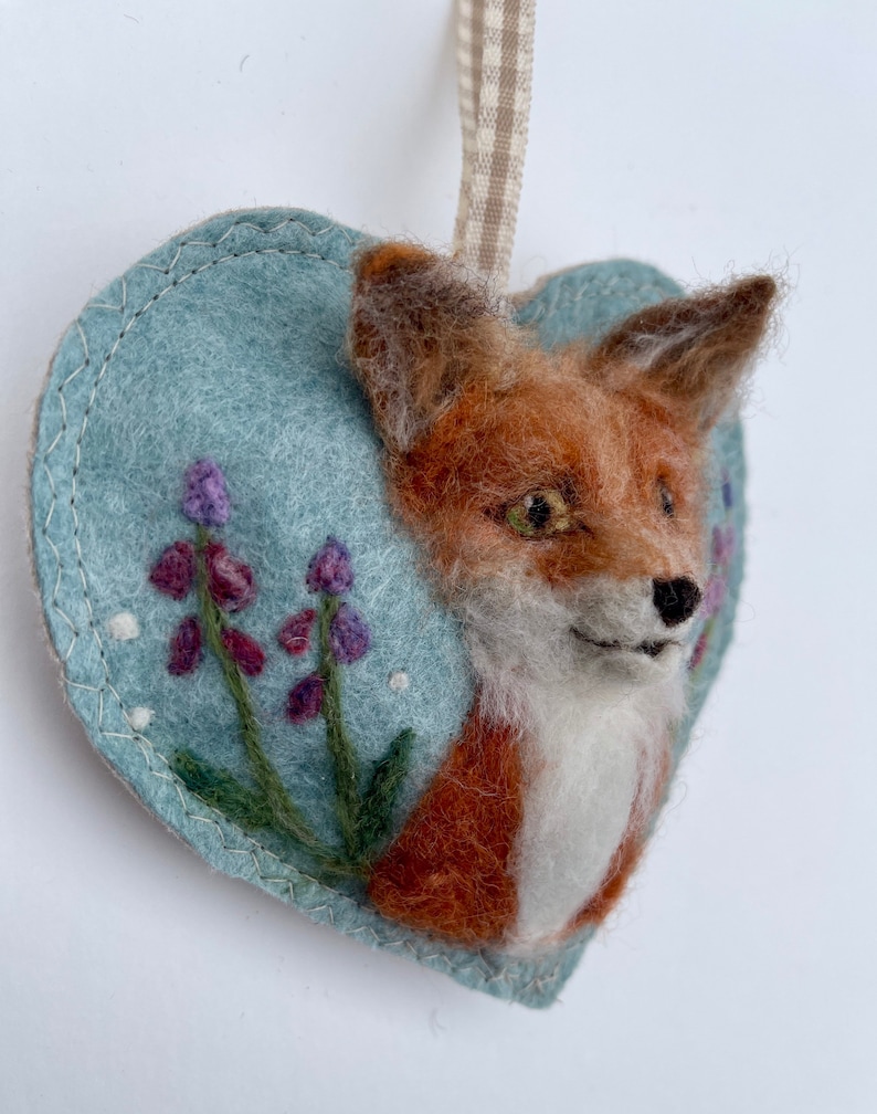 Needle Felt Fox Heart Ornament: Wool Sculpture, Lavender Scented - Etsy