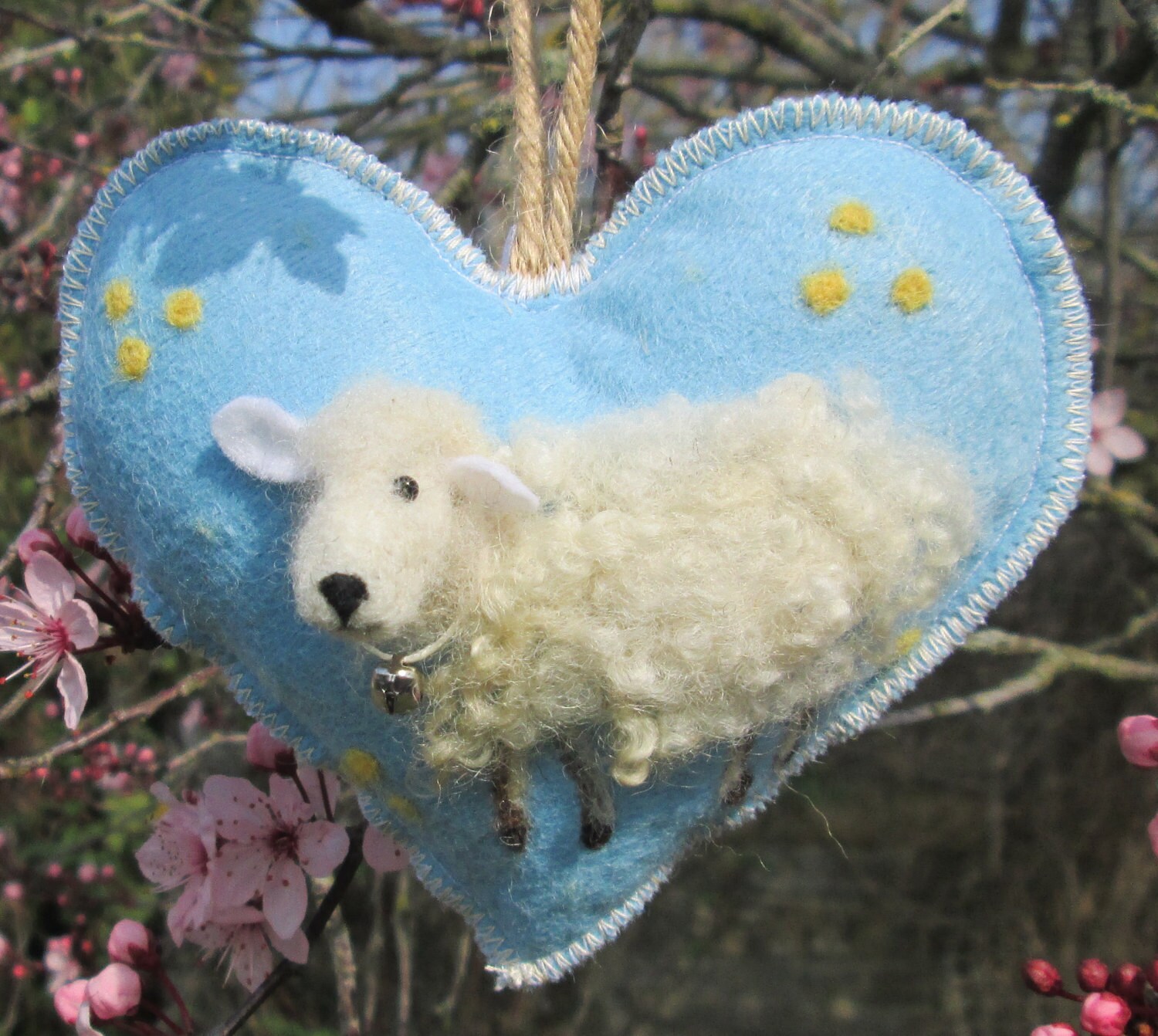 Needle Felted Sheep Heart: Personalized Hanging Decoration With Pocket ...
