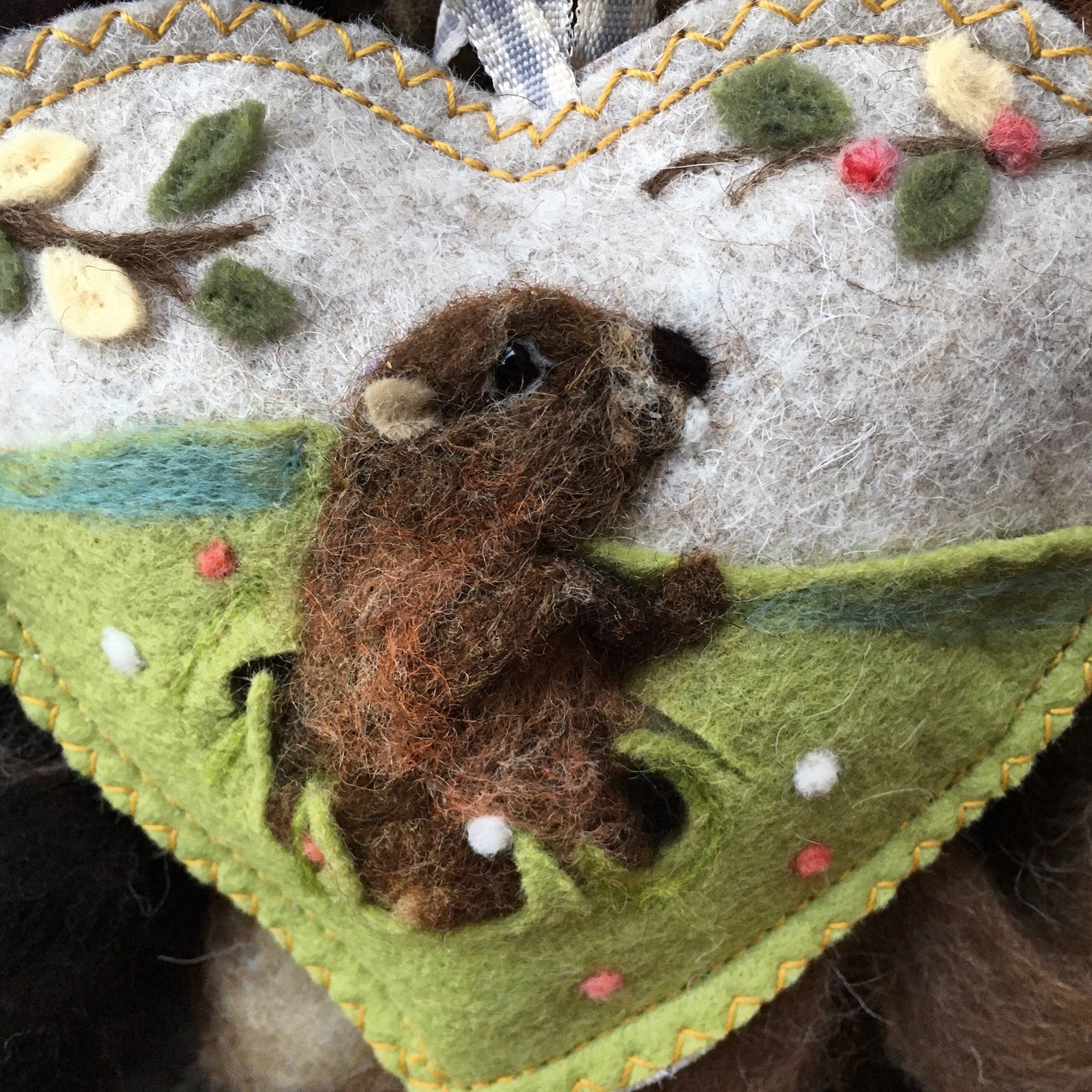 Groundhog Day Needle Felted Decorative Heart Personalised - Etsy