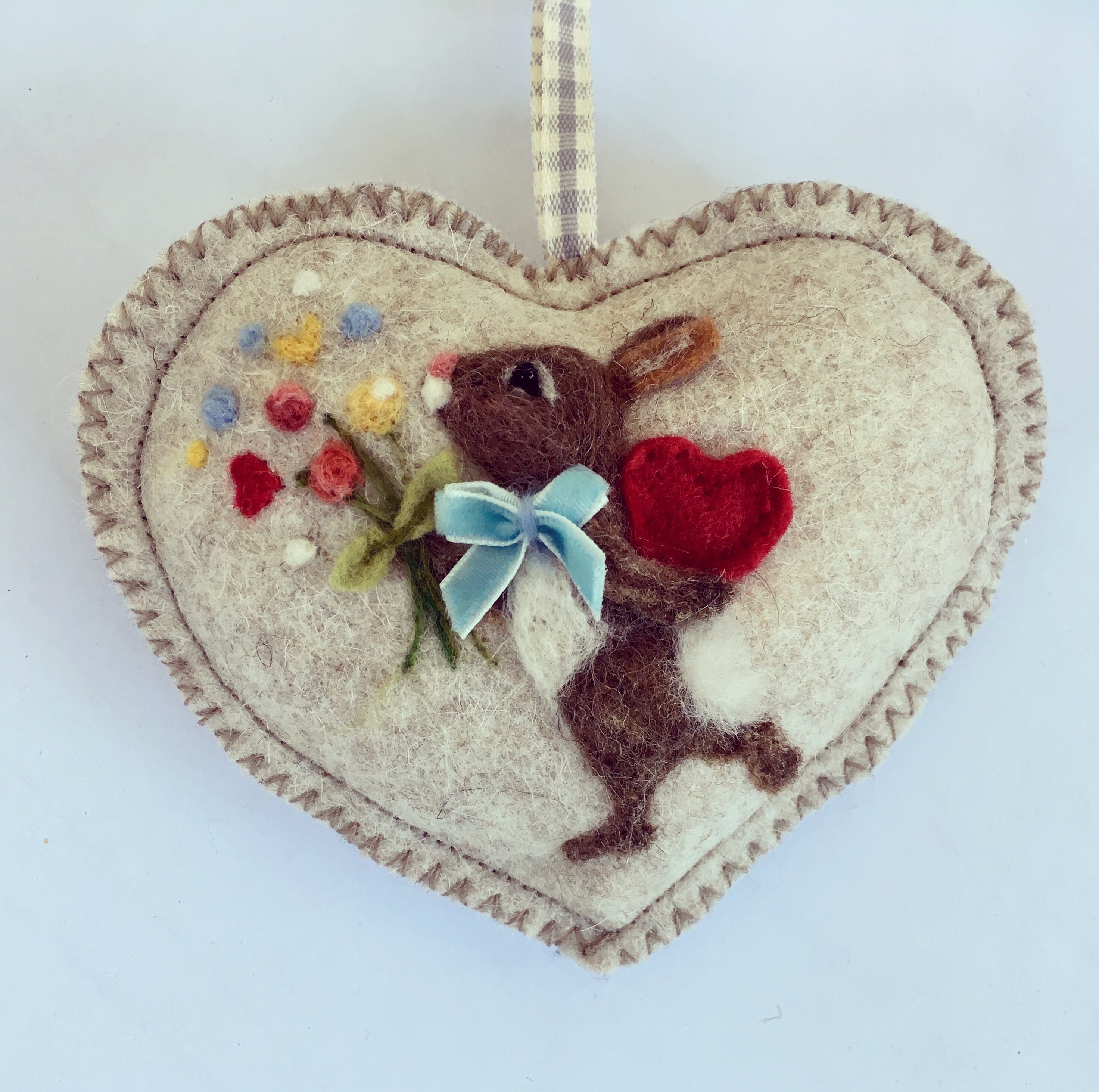 Handmade Felt Heart Bunny Rabbit With Heart and Felt - Etsy