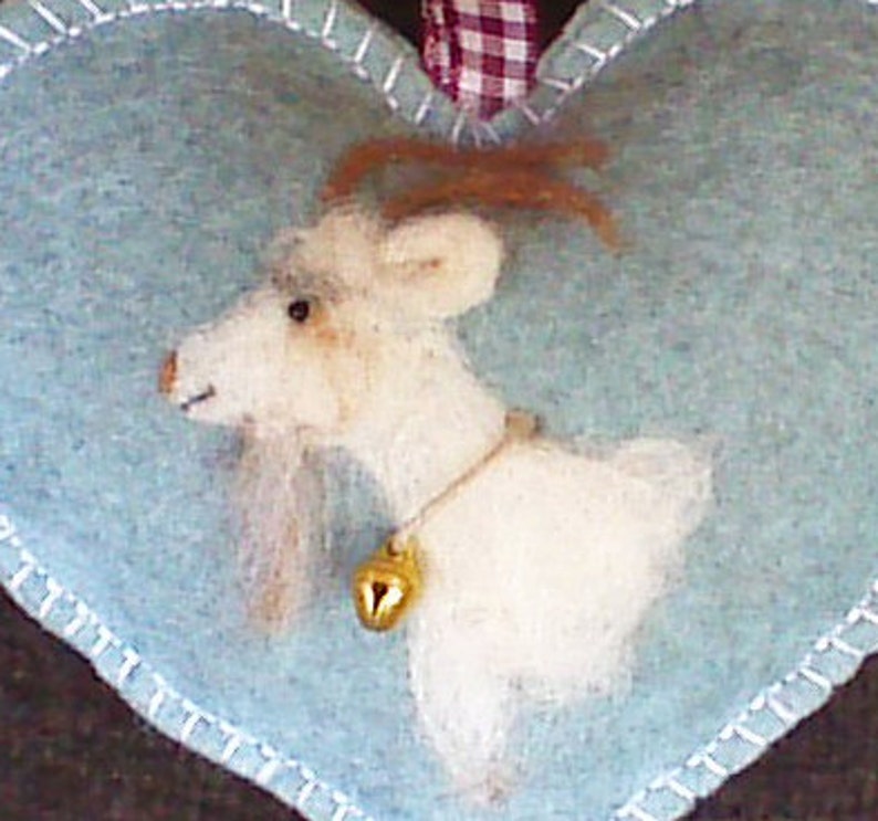 Heart Shaped Hanging Ornament Needle Felted Goat With Goatee - Etsy