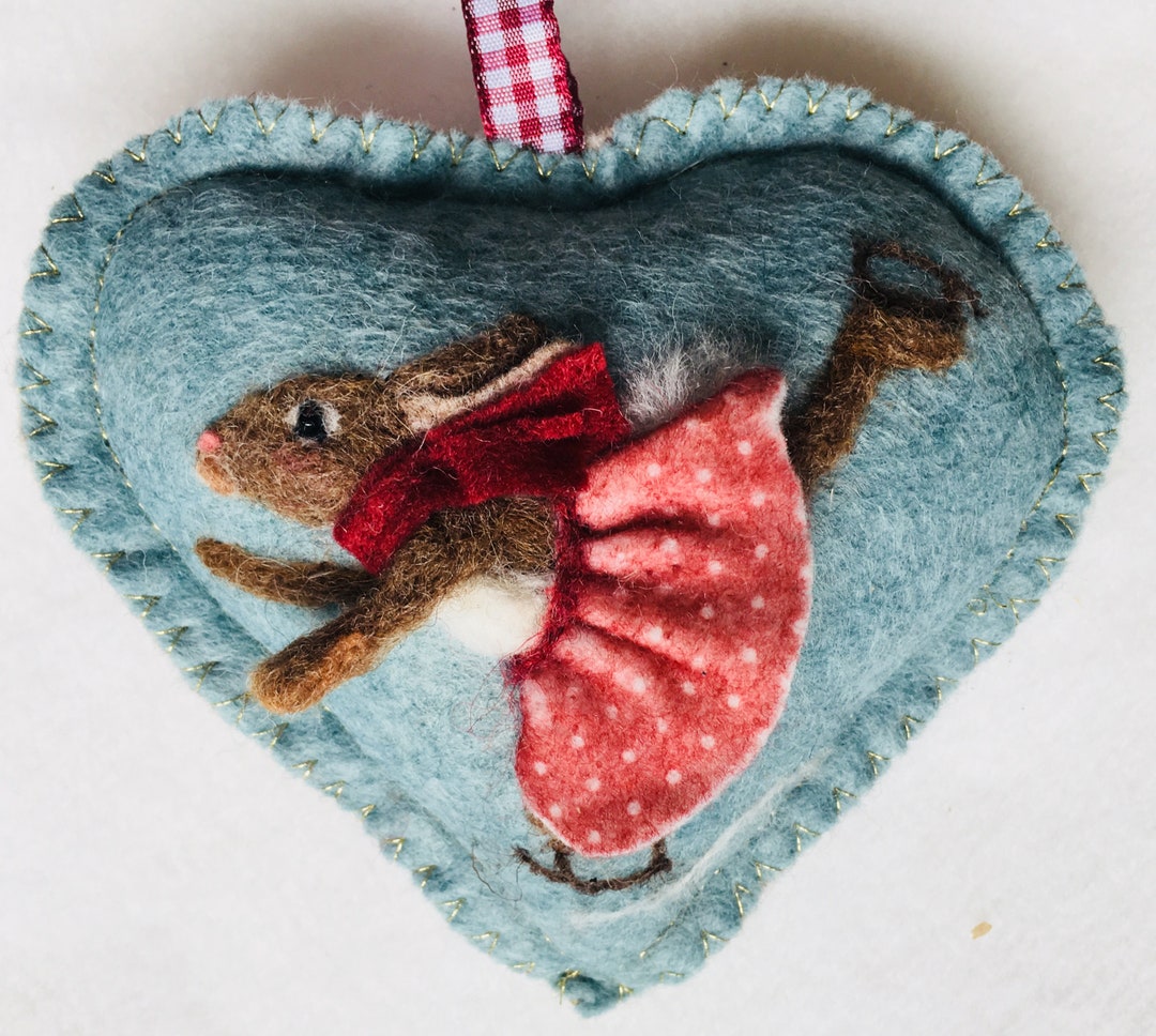 Decorative Felt Heart, Christmas Decoration, Skating Girl Rabbit in ...