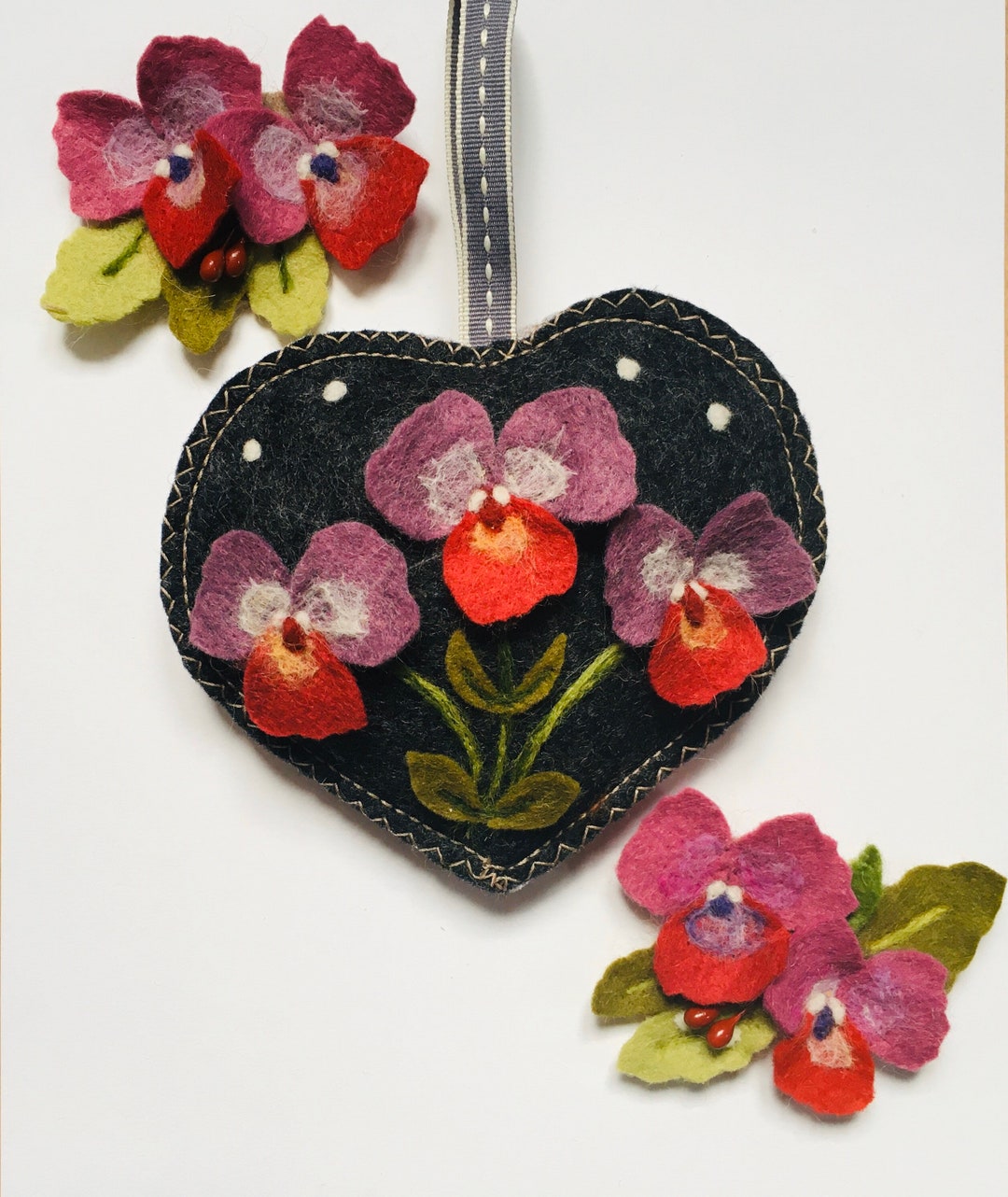 Felt Flower Scented Heart, Felt Pansy Decoration,new Home Personalized ...