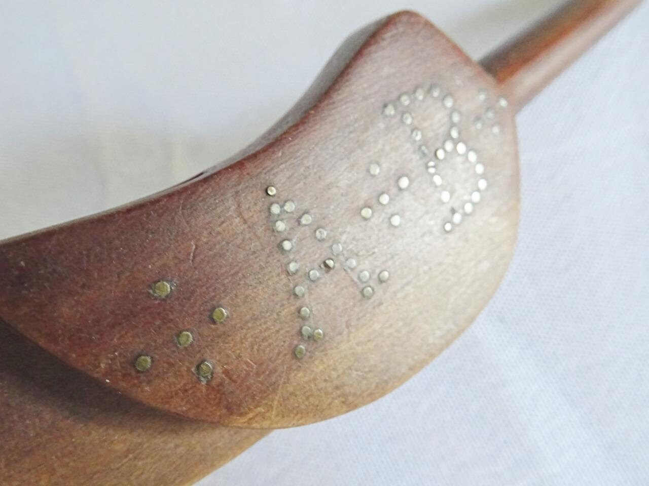 Antique Knitting Sheath Childs Miniature Goose Wing Card Wood Inlaid ...