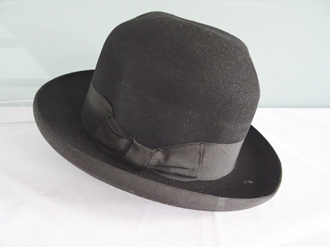 Vintage Bowler Hat Derby 1950s Black Felt Gentlemens Samuel - Etsy