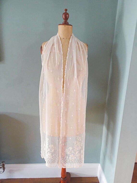 Antique Lace Stole Shawl Victorian Irish Tambour Embr… - Gem