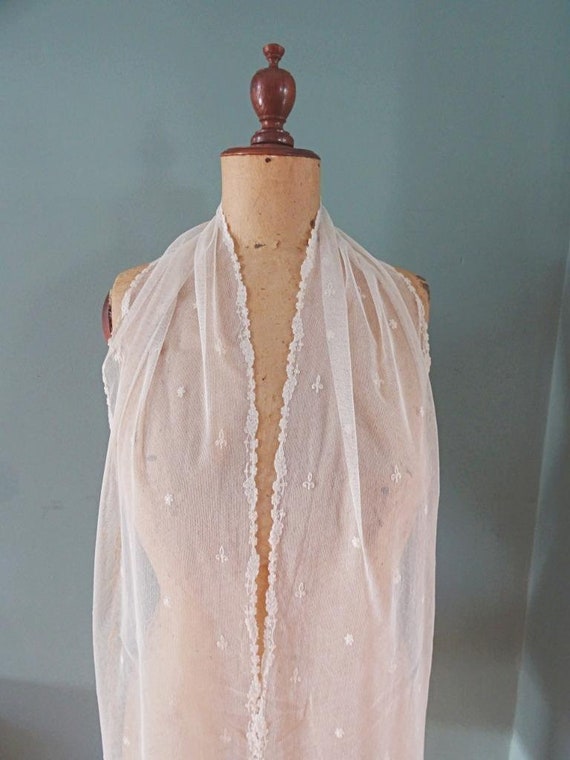 Antique Lace Stole Shawl Victorian Irish Tambour Embr… - Gem