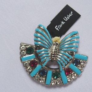Vintage Frank Usher Earrings 1990s Butterfly Crystal Enamel Ladies ...