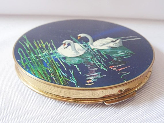 Vintage Stratton Compact 1950s Gilt Blue Enamel Ladie… - Gem