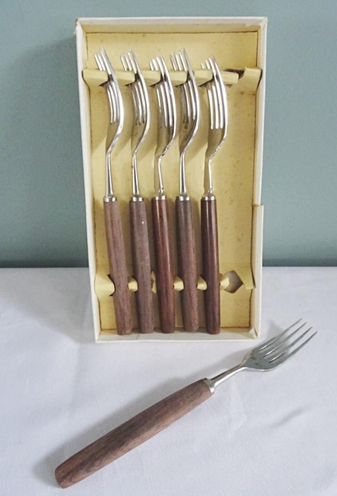 Vintage 1960s Dessert Fork Set Thomas W Cork Rosewood Handles Boxed ...