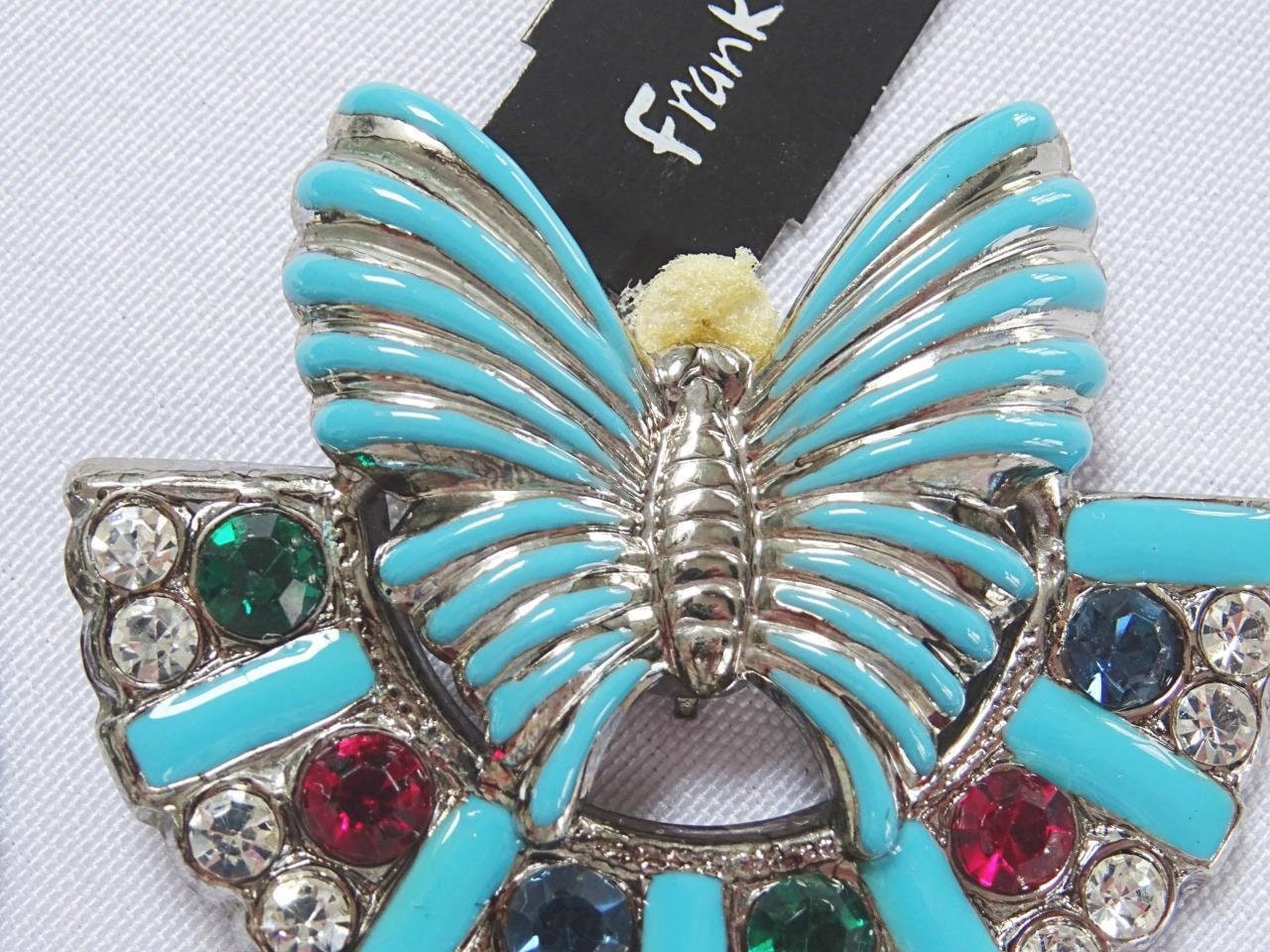 Vintage Frank Usher Earrings 1990s Butterfly Crystal Enamel Ladies ...