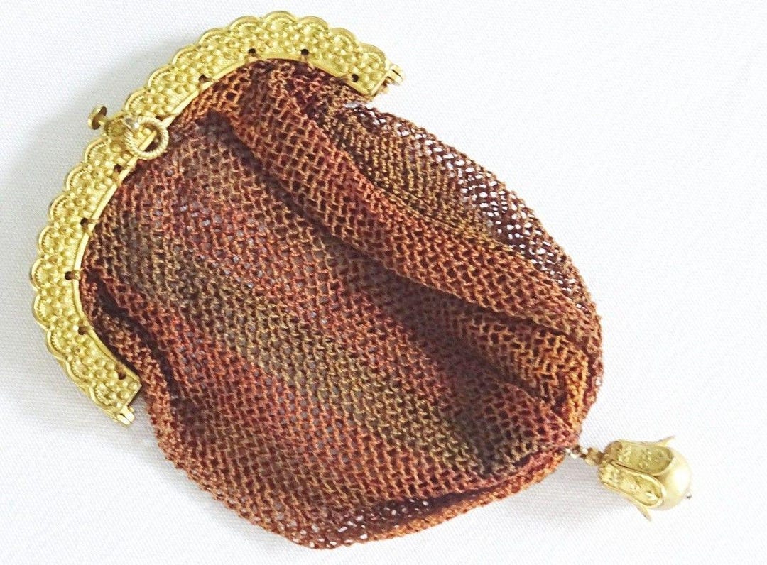 Antique Georgian Bag Reticule Regency Gilt Ormolu Framed Netted Purse ...