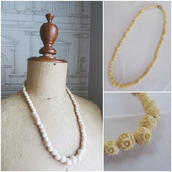 Bone Bead Necklace - Etsy UK