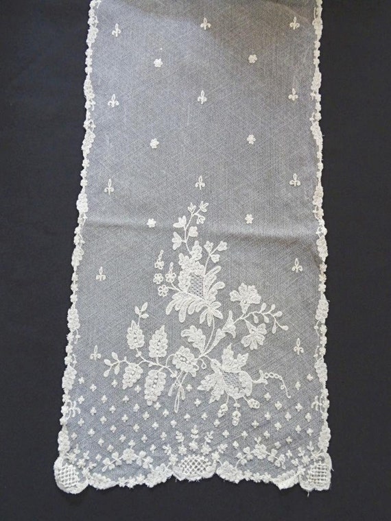 Antique Lace Stole Shawl Victorian Irish Tambour Embr… - Gem