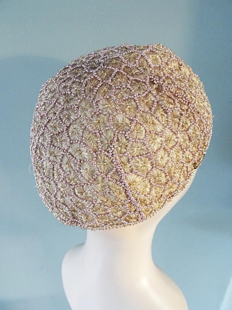 Antique 1920s Skull Cap Hat Flappers Beadwork Beaded Gold French Ladies ...