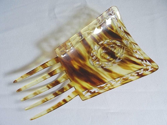 Antique Hair Comb Victorian Edwardian Faux Tortoisesh… - Gem