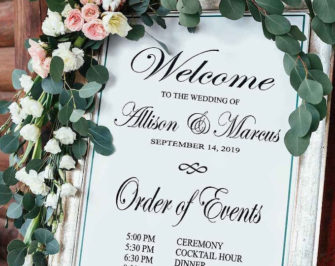Wedding Order of Events Decal Wedding Itinerary Decal Custom Wedding ...