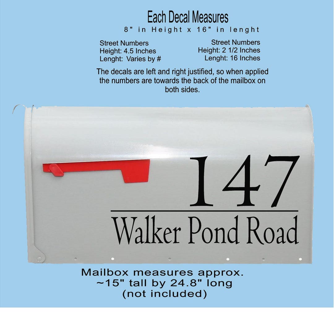 Large Modern House Numbers Mailbox Decals Address Sign Front Door Decor ...