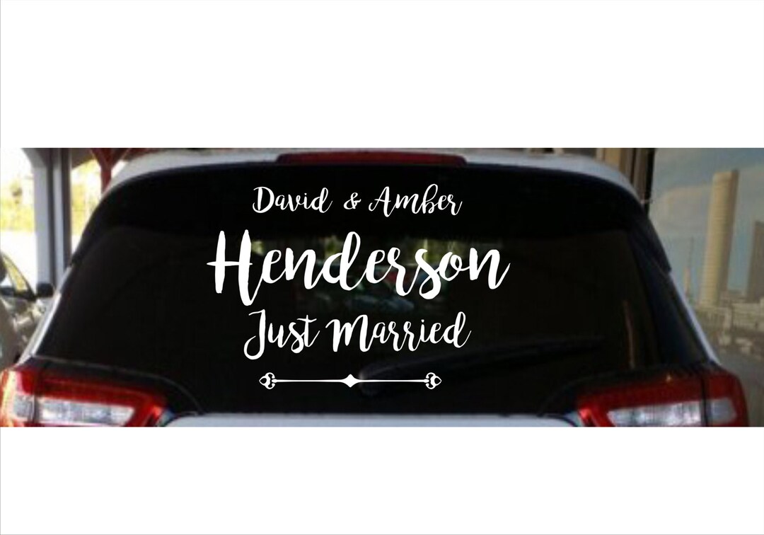 Custom Just Married Wedding Decal Custom Wedding Decal Personalized ...