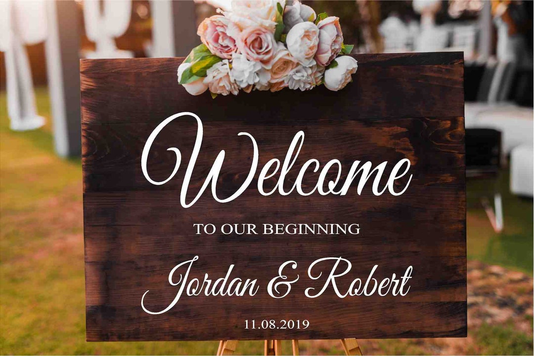 Custom Wedding Sign Decal Wedding Welcome Sign Decal Bride & Groom ...