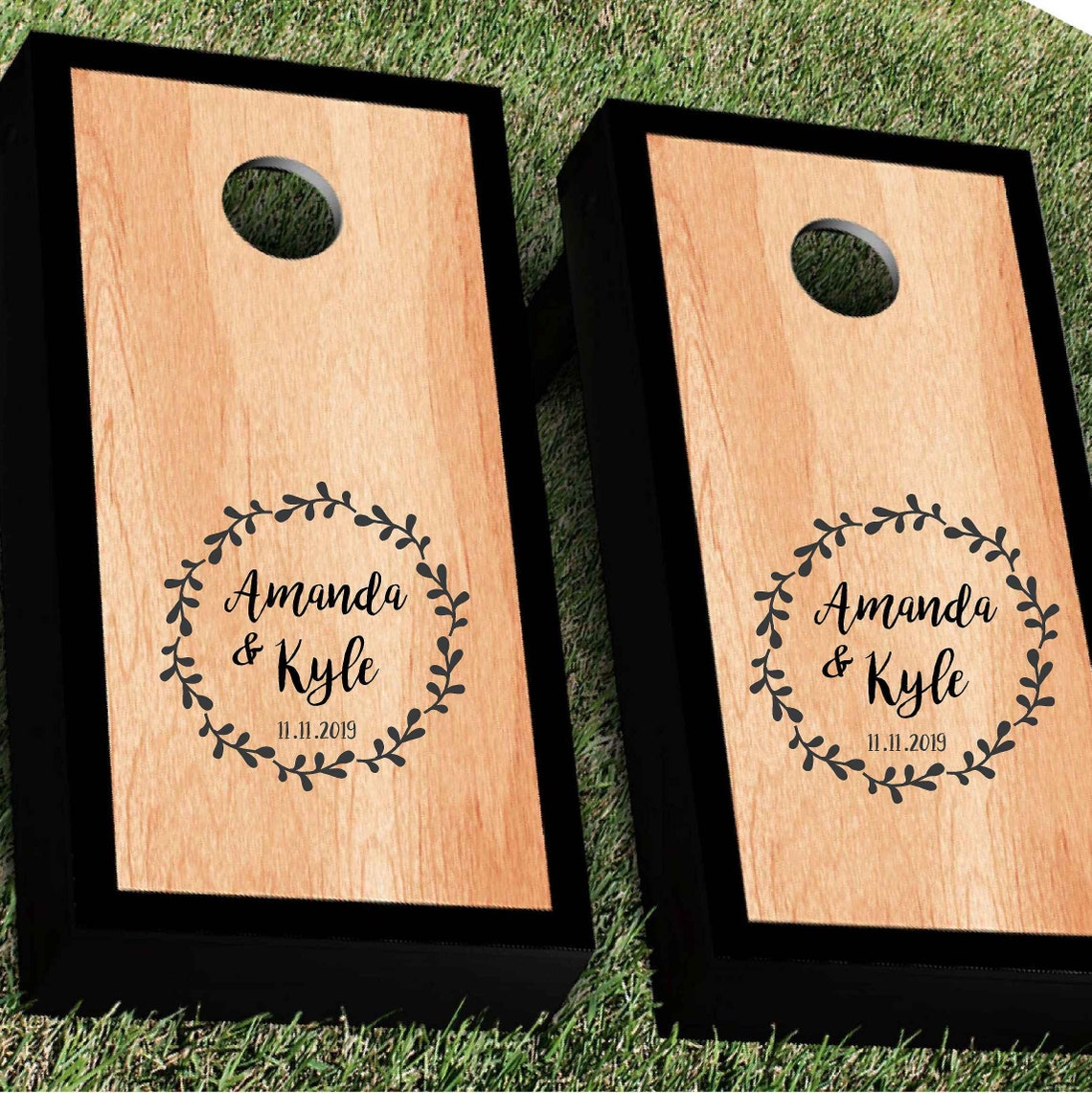 Custom Cornhole Decal Wedding Decals Wreath Custom Wedding - Etsy