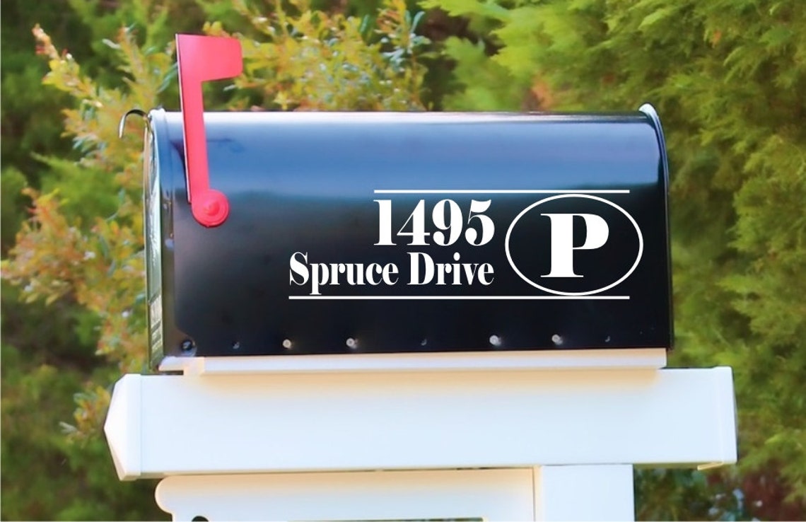 Modern Monogram House Numbers Mailbox Decals Address Sign | Etsy