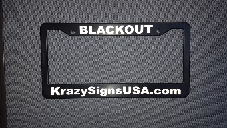 Blackout Reflective Custom License Plate Frame License Plate - Etsy