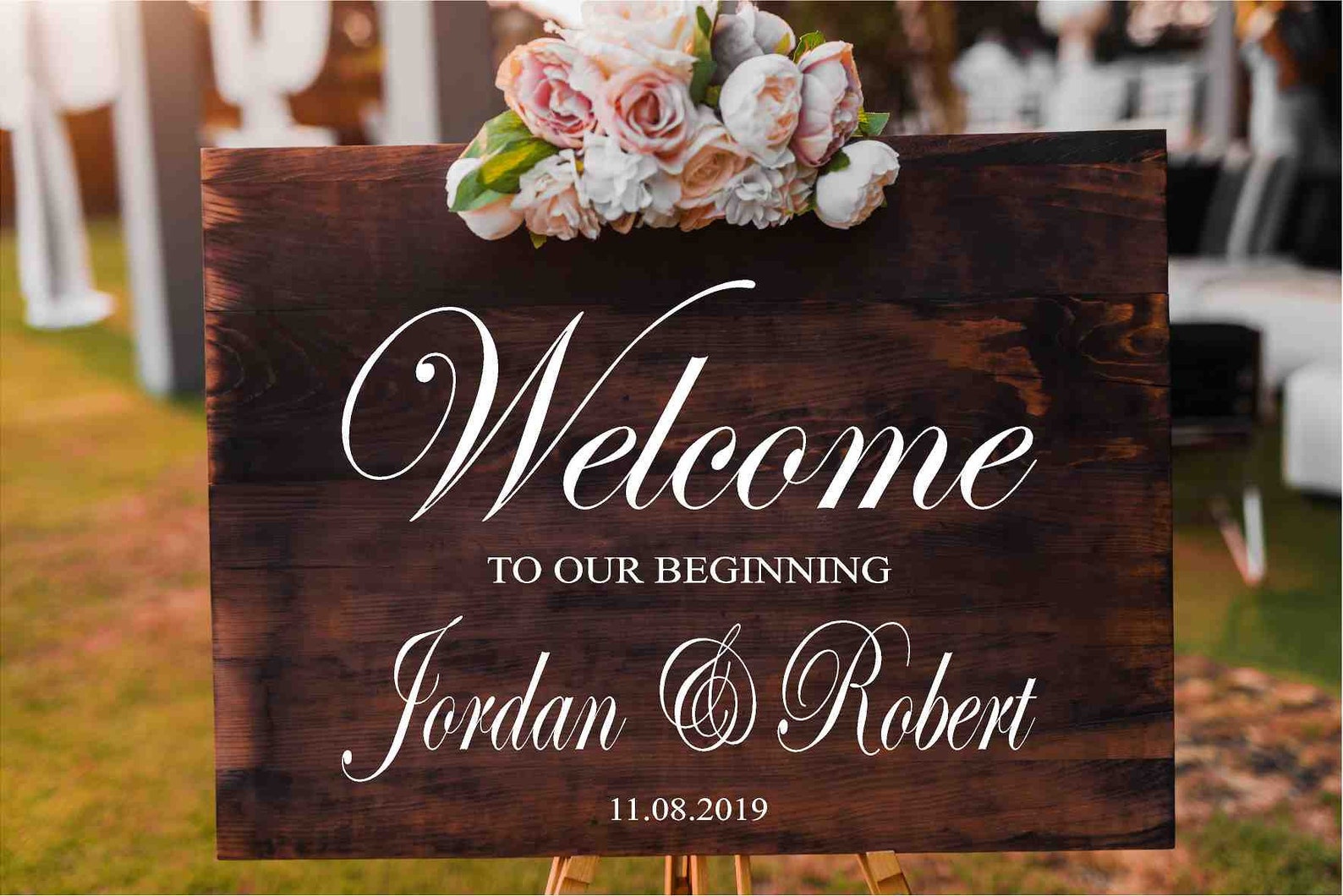 Custom Wedding Sign Wedding Welcome Sign Decal Bride & Groom - Etsy