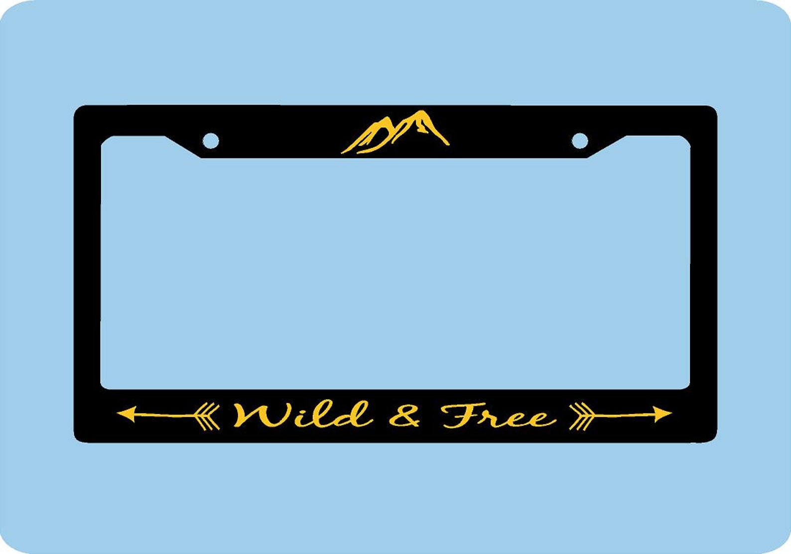 Wild & Free License Plate Frame Mountains Arrows Adventure | Etsy