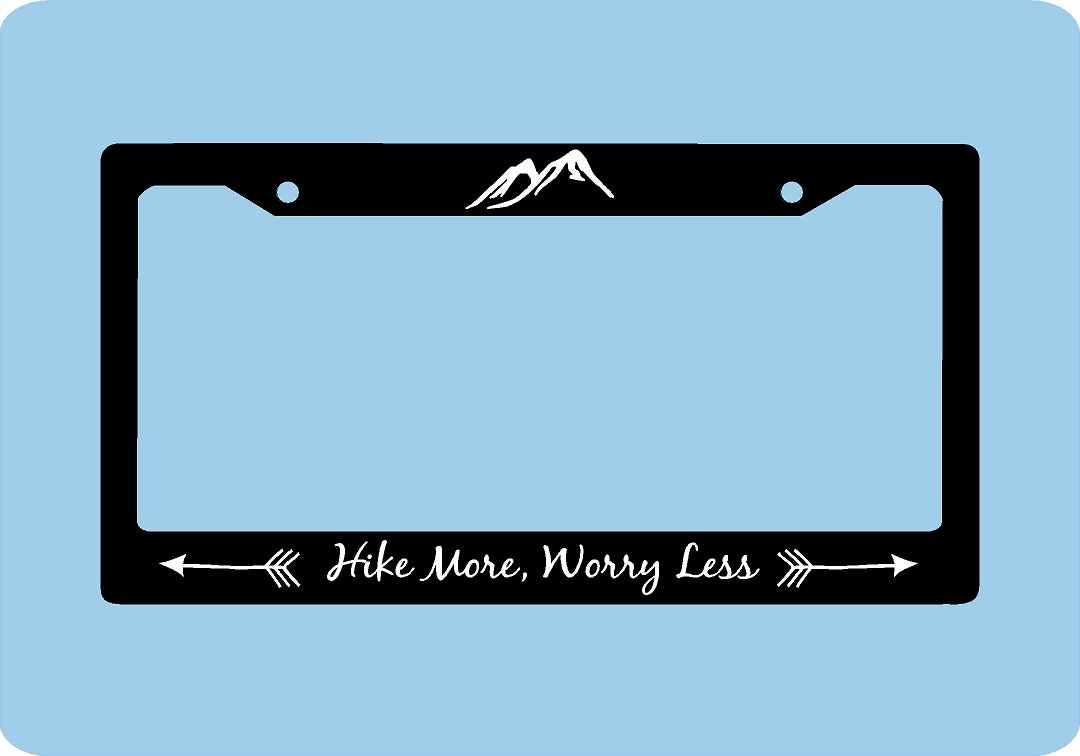 Hike More Worry Less License Plate Frame | Hiking License Plate Frame ...