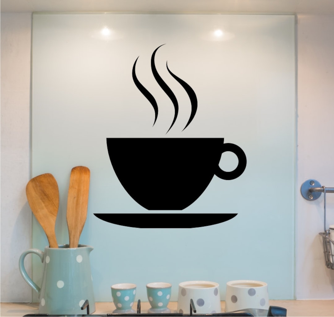 Vinyl Wall Art Coffee Cup Wall Decal | Cafe Decal | Kitchen Wall Decal ...