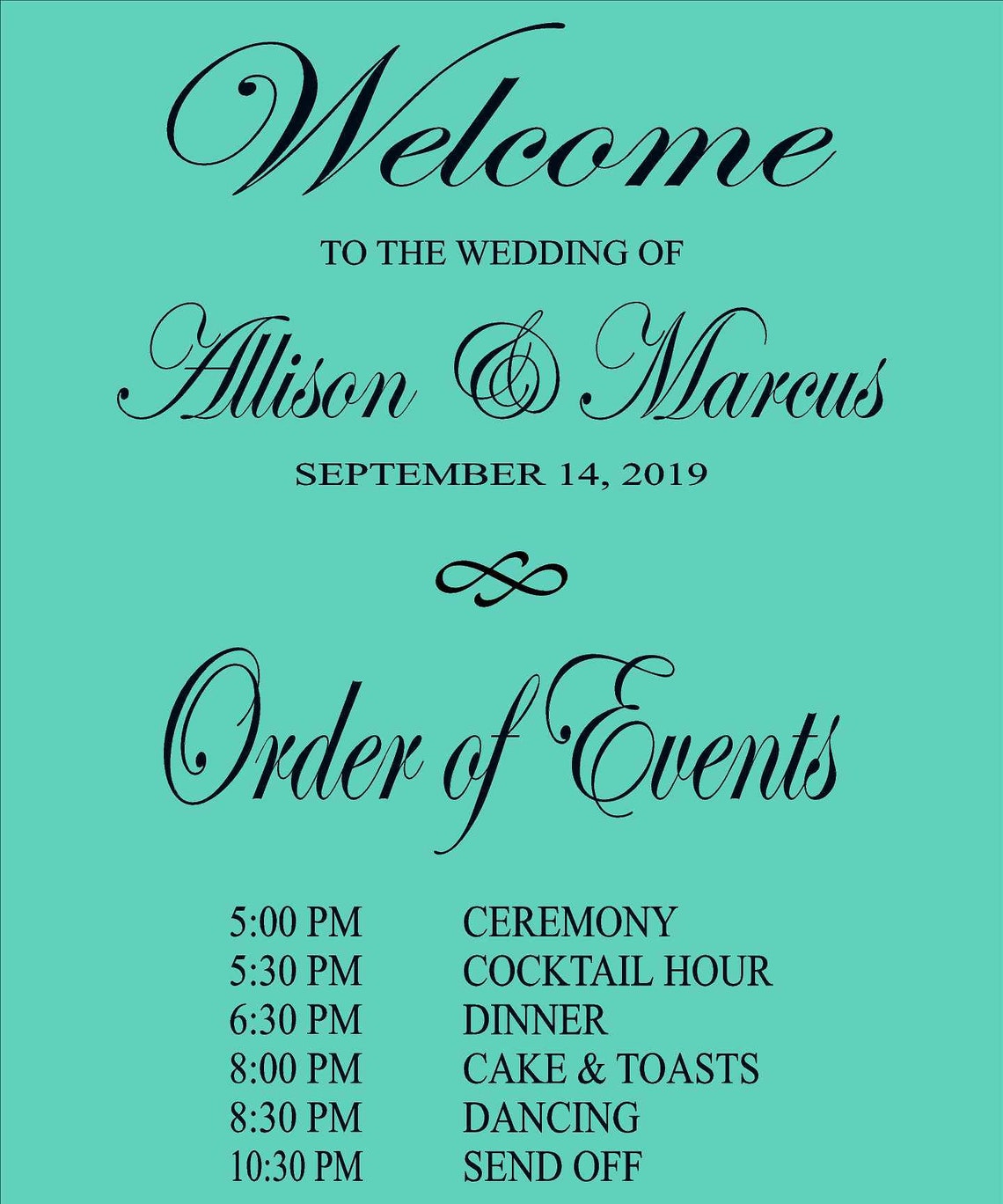 Wedding Order of Events Decal | Wedding Itinerary Decal | Custom ...