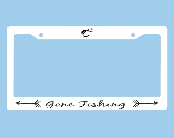 Gone Fishing License Plate Frame | Fish Arrows Adventure License Plate ...